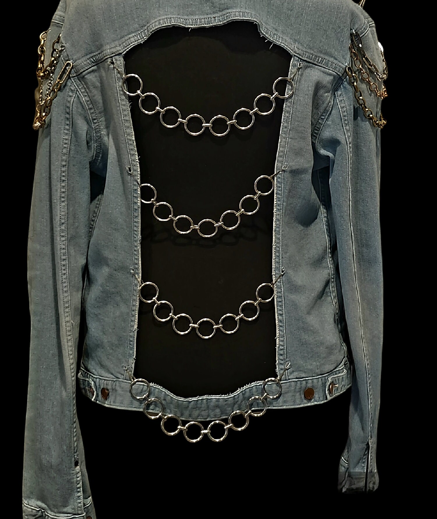 Charms & Chains Upcycled Denim Jacket Large - Etsy