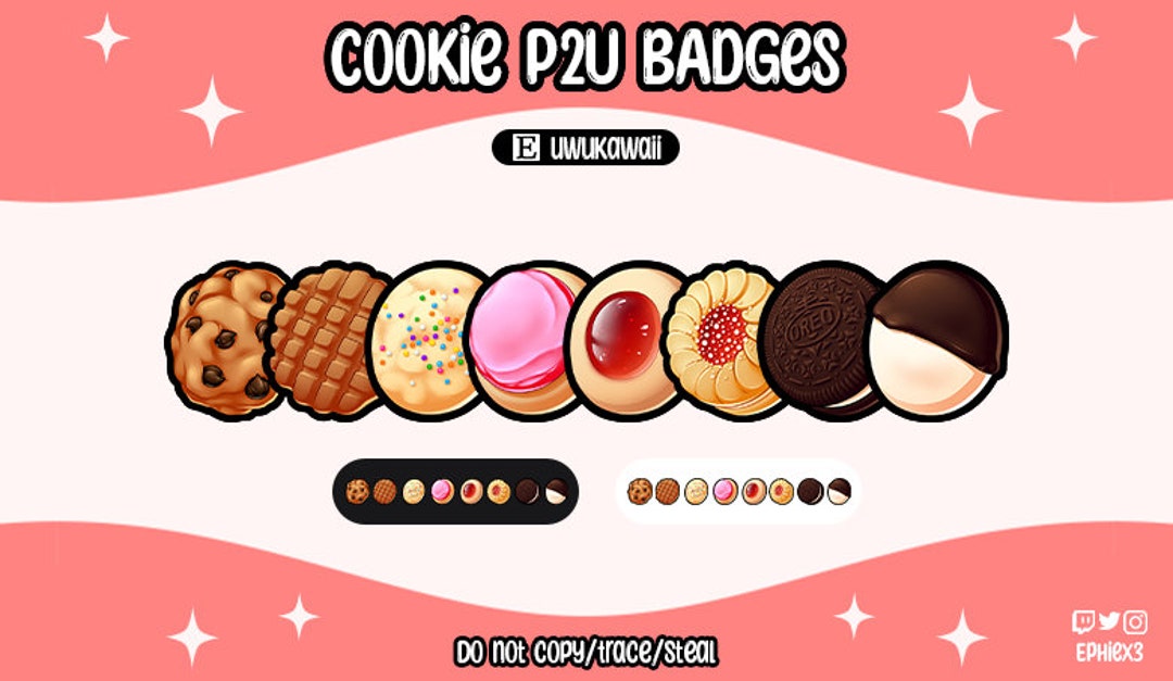 Cookie Sub Badges / Bit Badges - P2U Twitch/kick - Etsy