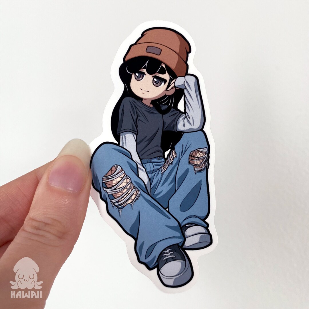 Grunge Chibi Girl Glossy Vinyl Sticker, Laptop Decal - Etsy