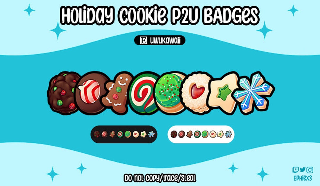 Holiday Cookie Sub Badges / Bit Badges - P2U Twitch/kick - Etsy