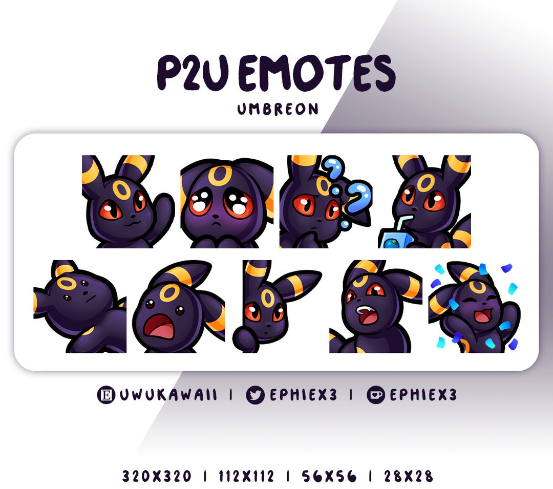 Umbreon 9 P2U Emote Set - Twitch, Discord, Kick, Youtube - Etsy UK