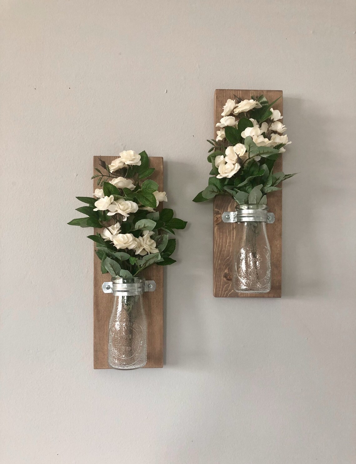 Rustic Sconce Set Farmhouse Wall Decor Vintage Dairy Milk - Etsy
