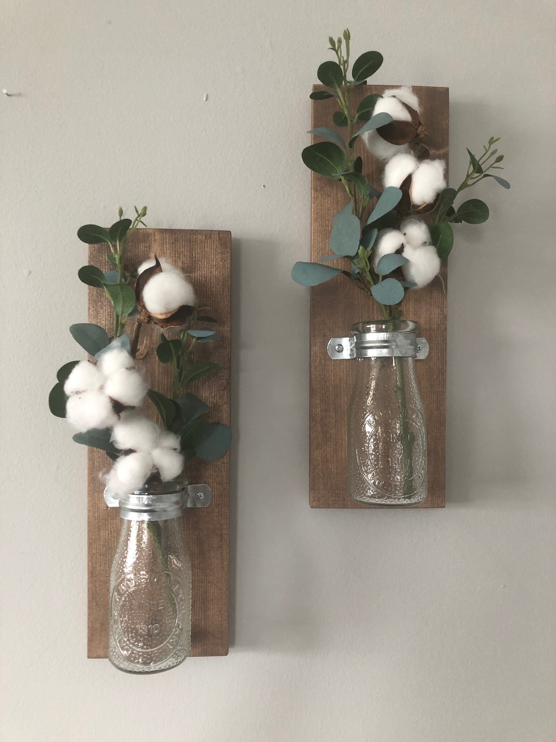 Rustic Sconce Set Farmhouse Wall Decor Vintage Dairy Milk - Etsy