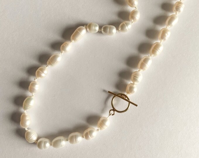 Cultured Pearl Gold Filled Toggle Necklace 15 in 16 In Harry - Etsy