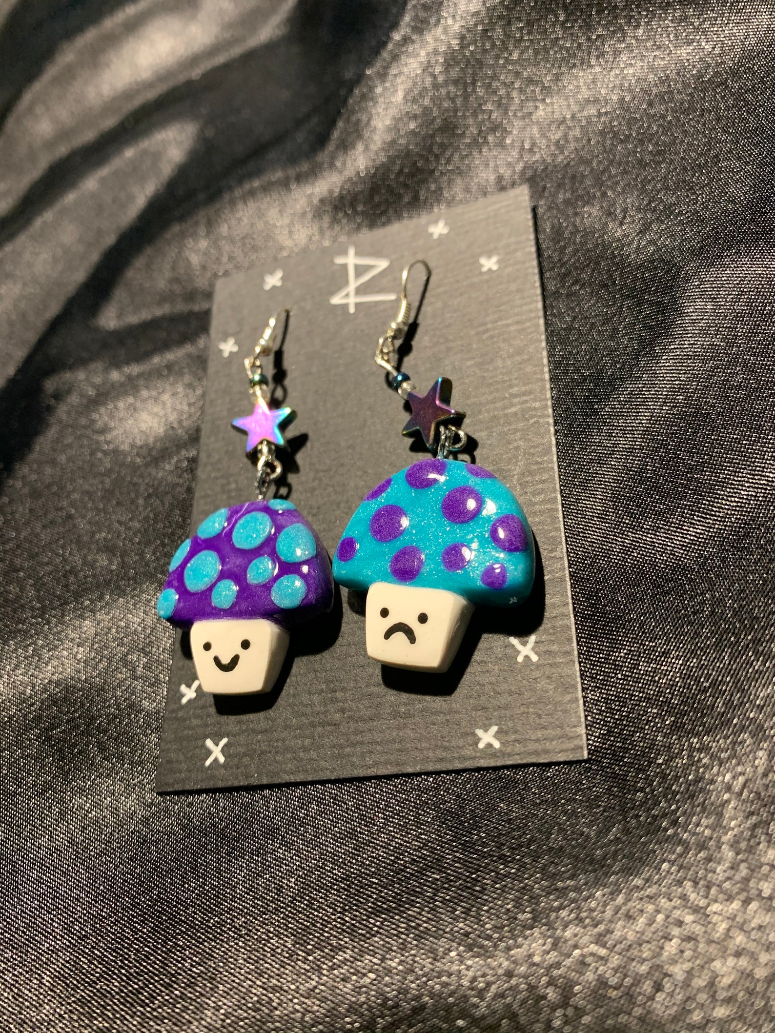 Emo sparkly mushroom earrings | Etsy