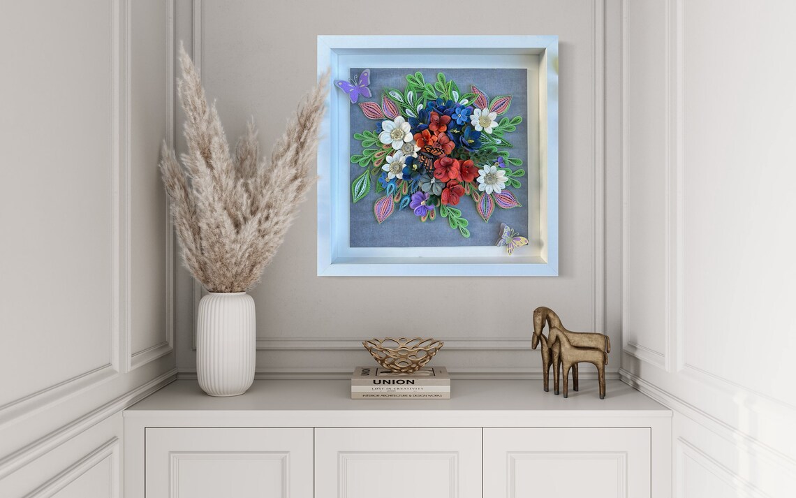 Quilling Flower Wall Art, Quilled Picture Frame, Original Gift, Gift ...