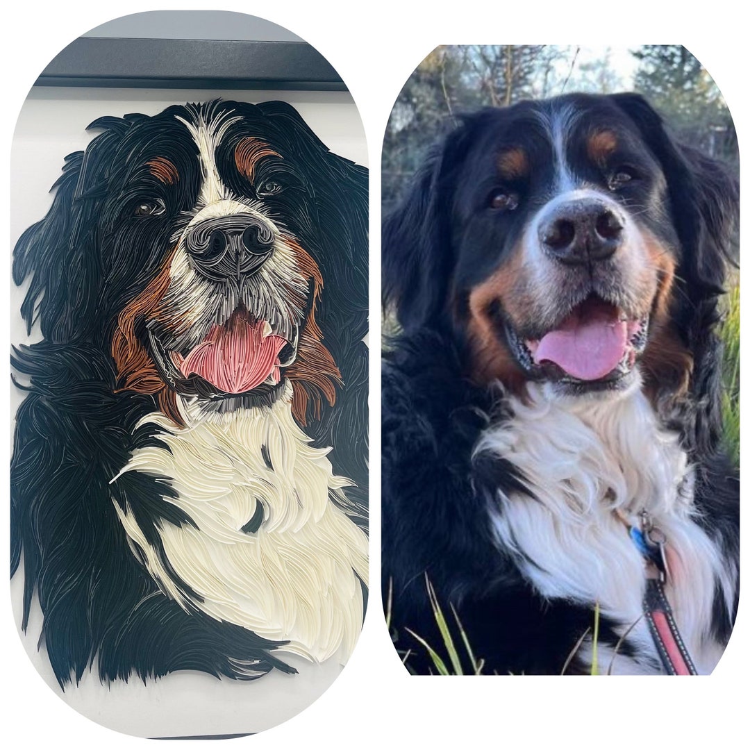 Quilled Dog Portrait, Custom Pet Portrait,quilling Dog, Quilled Pet ...