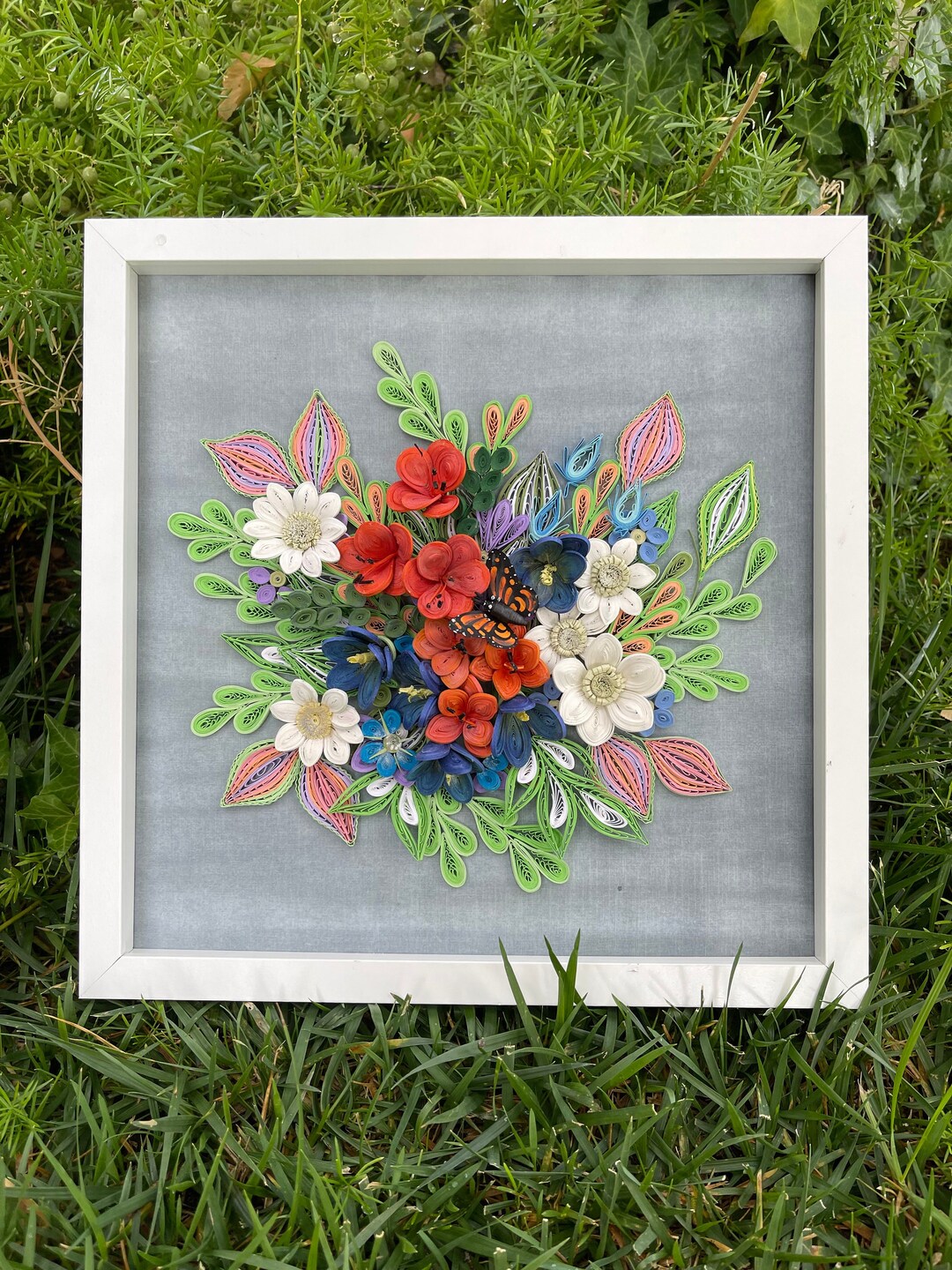 Quilling Flower Wall Art Quilled Picture Frame Original - Etsy