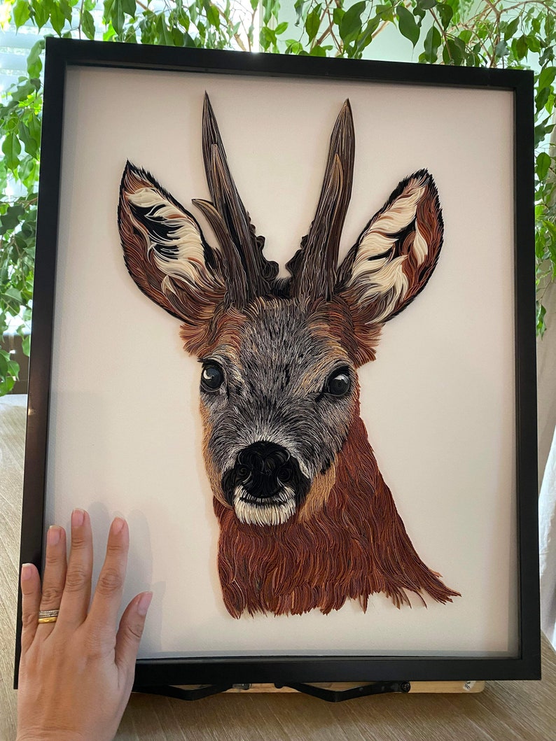 Quilled Deer Framed Wall Art, Handmade Paper Art (20x16") - Etsy
