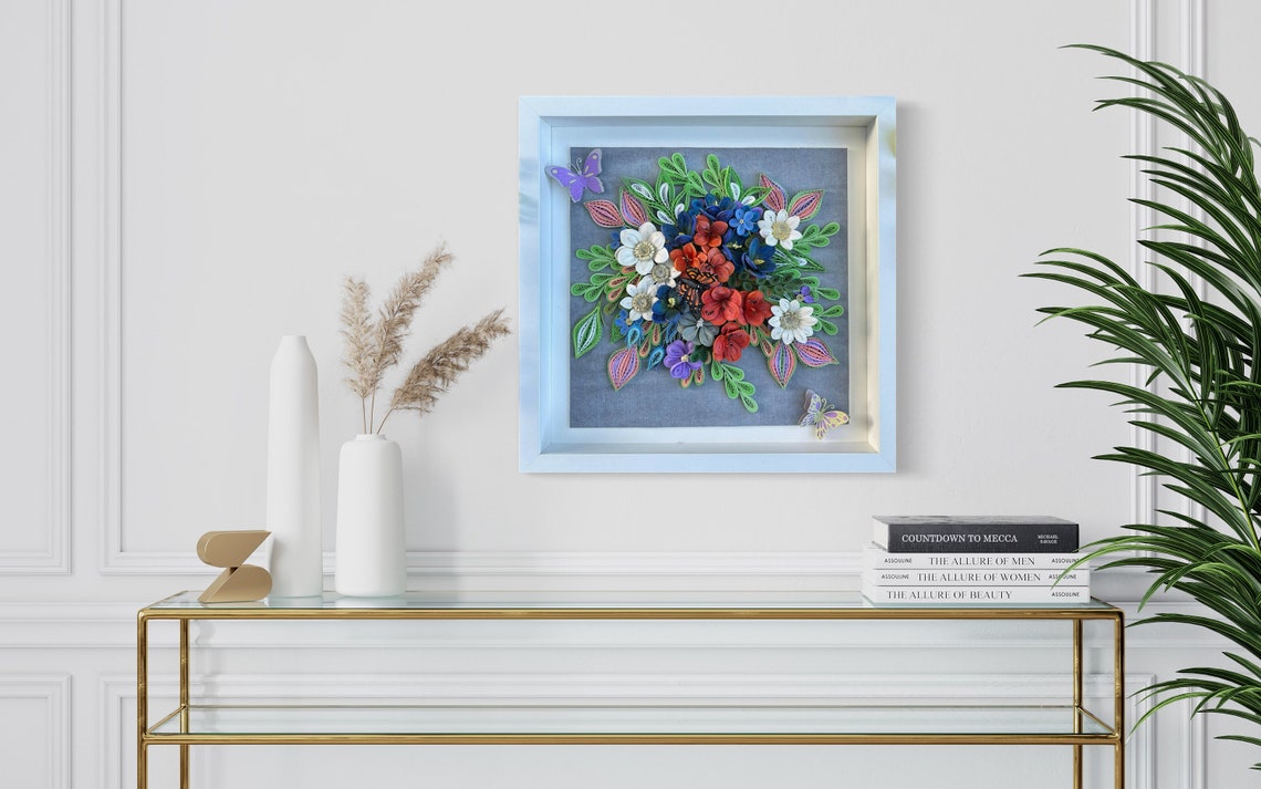 Quilling Flower Wall Art, Quilled Picture Frame, Original Gift, Gift ...