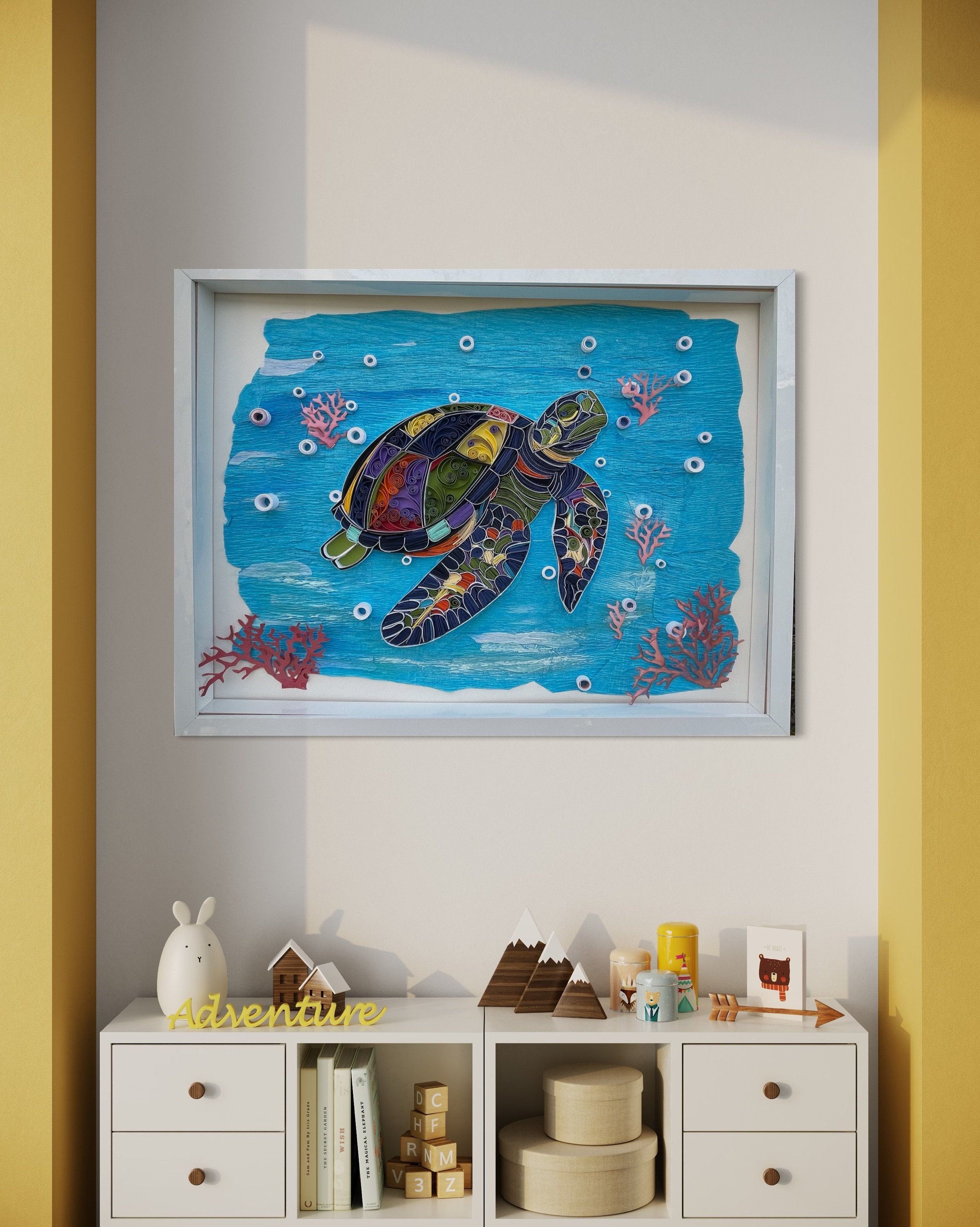 Quilled Turtle, Sea Turtle Artwork, Quilling Animals, Handmade Gift for ...