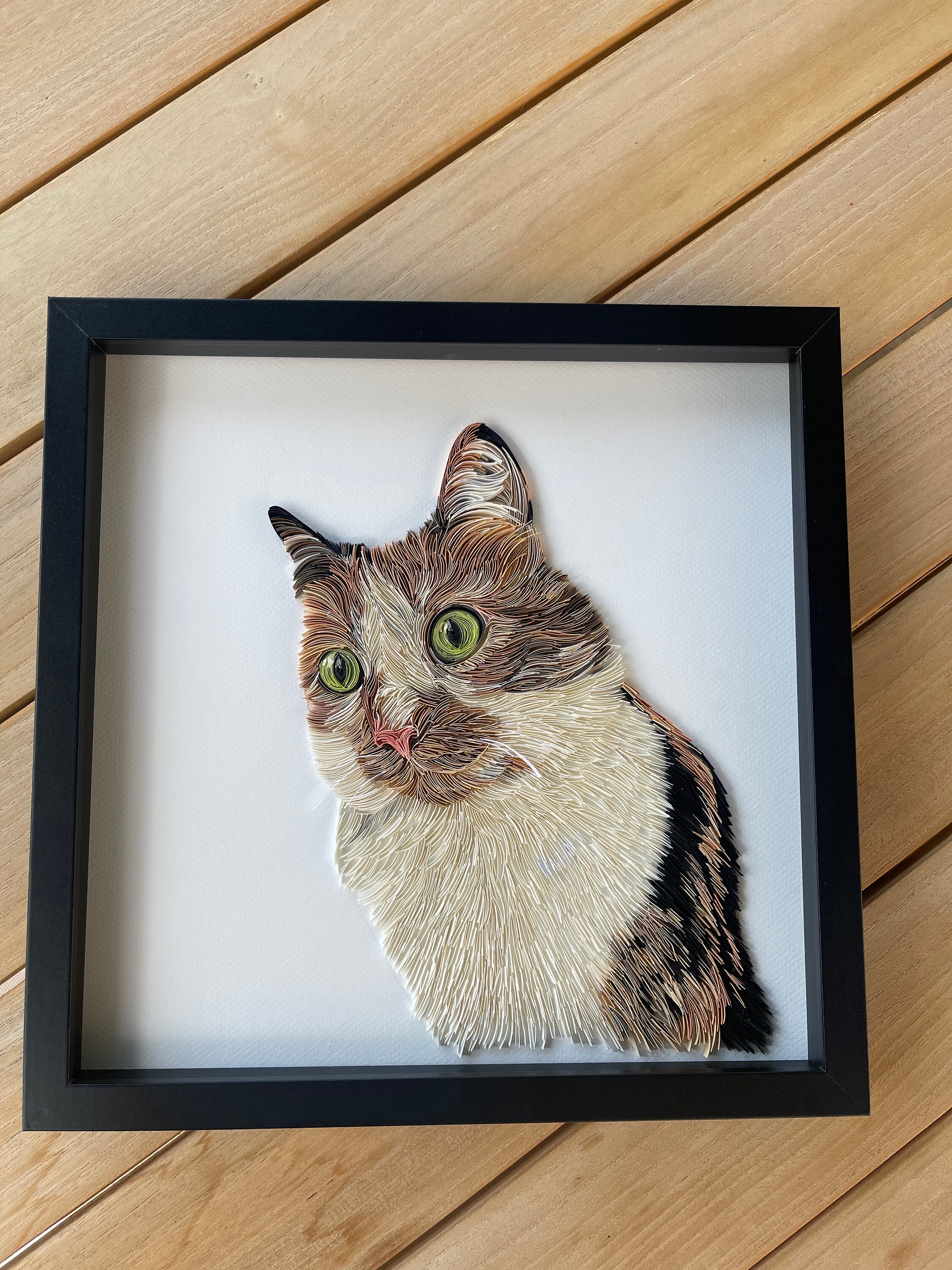 Custom Cat Portrait Quilling, Original Framed Pet Art (12x12) - Etsy