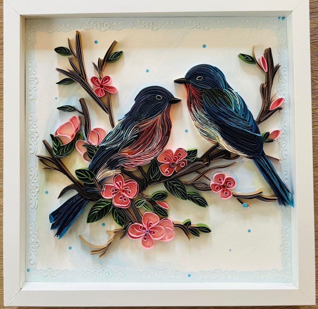 Quilling Birds Wall Art, Quilled Nature, Quilled Flowers, Birthday Gift ...