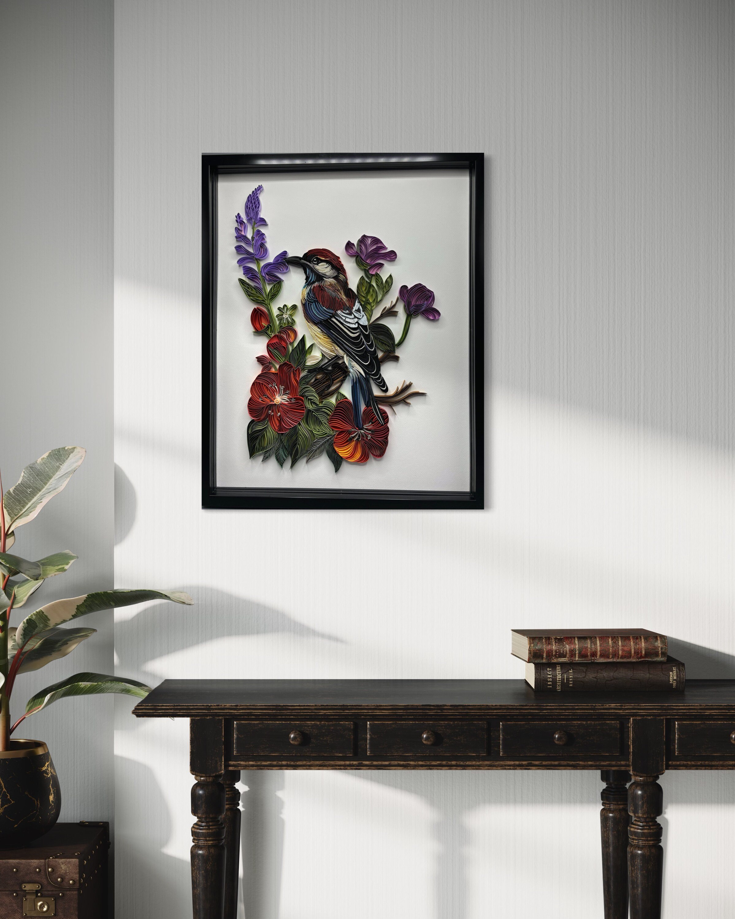 Quill Art, Handmade Wall Art, Quilled Flowers, Quilling Bird, Art Gift ...