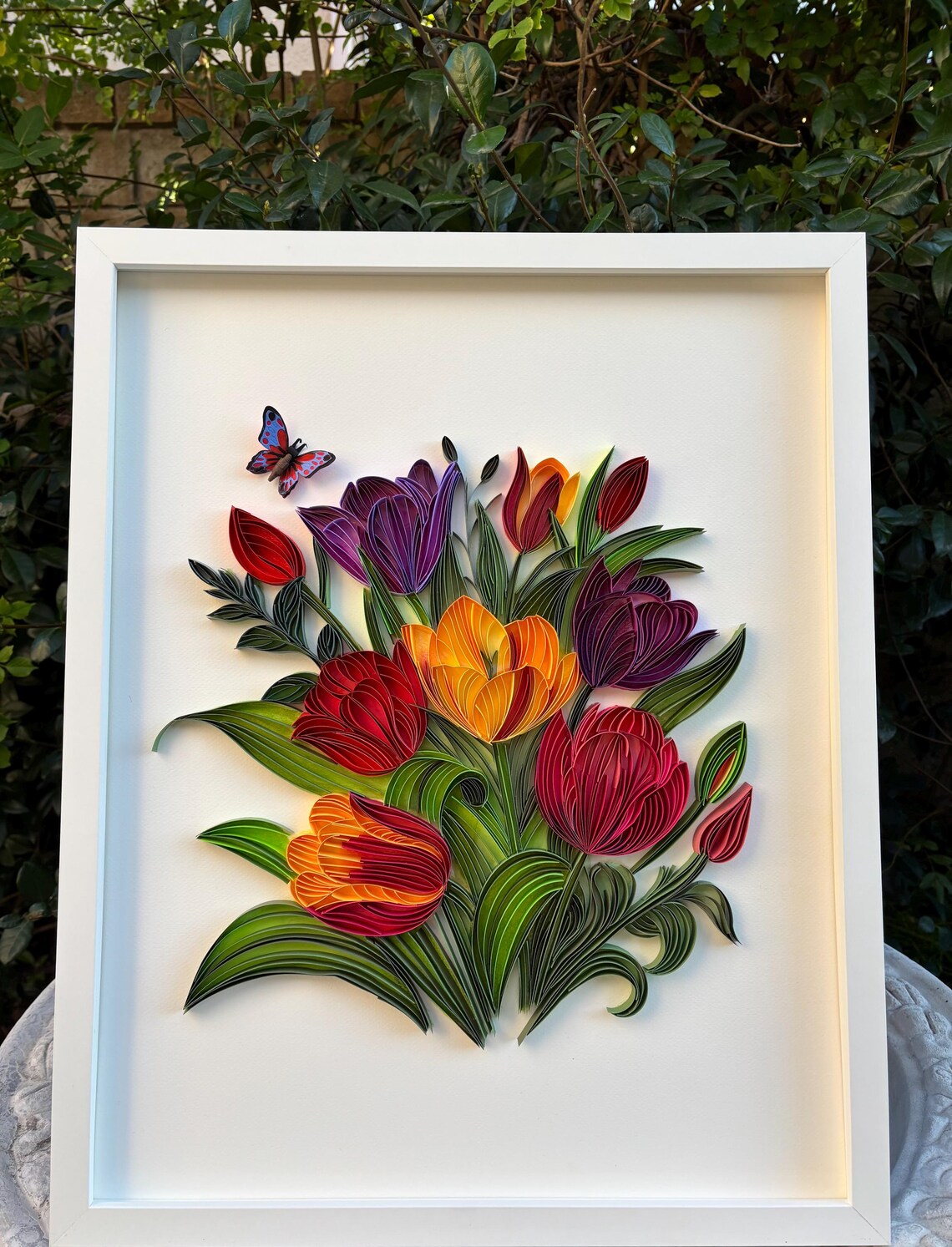 Quilling Flowers, Tulips Wall Art, Wall Decor, Handmade Flower Wall Art ...