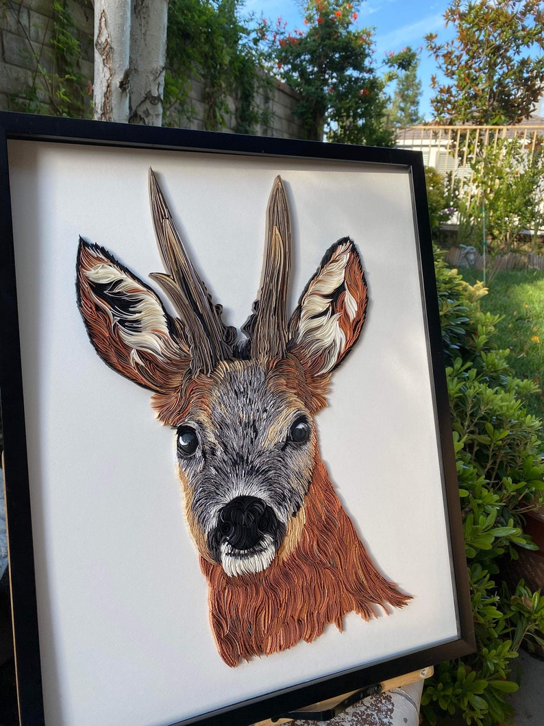 Quilled Deer Framed Wall Art, Handmade Paper Art (20x16") - Etsy