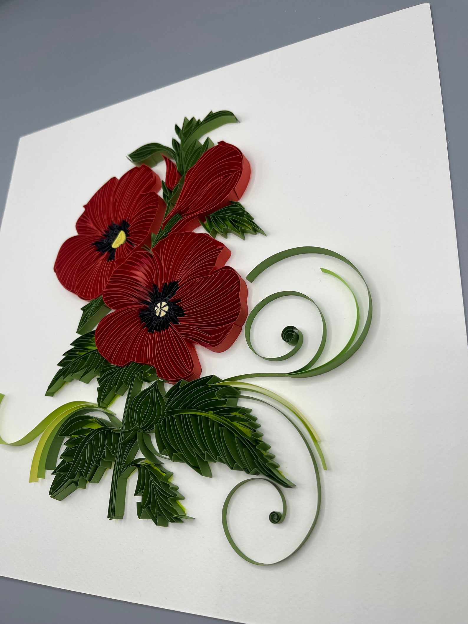 Quilling Flowers Red Poppies, Wall Art Picture Frame, Quilled Flowers ...