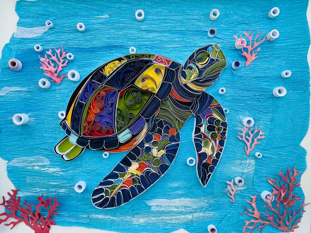 Quilled Turtle, Sea Turtle Artwork, Quilling Animals, Handmade Gift for ...