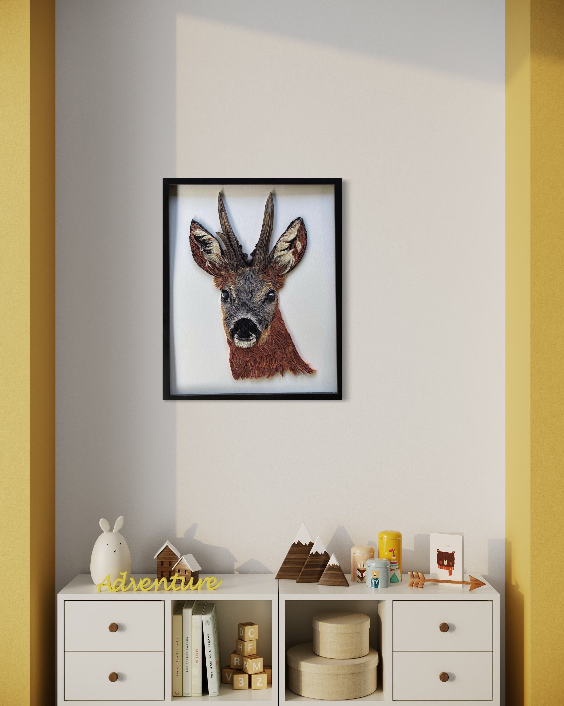 Quilled Deer Framed Wall Art, Handmade Paper Art (20x16") - Etsy