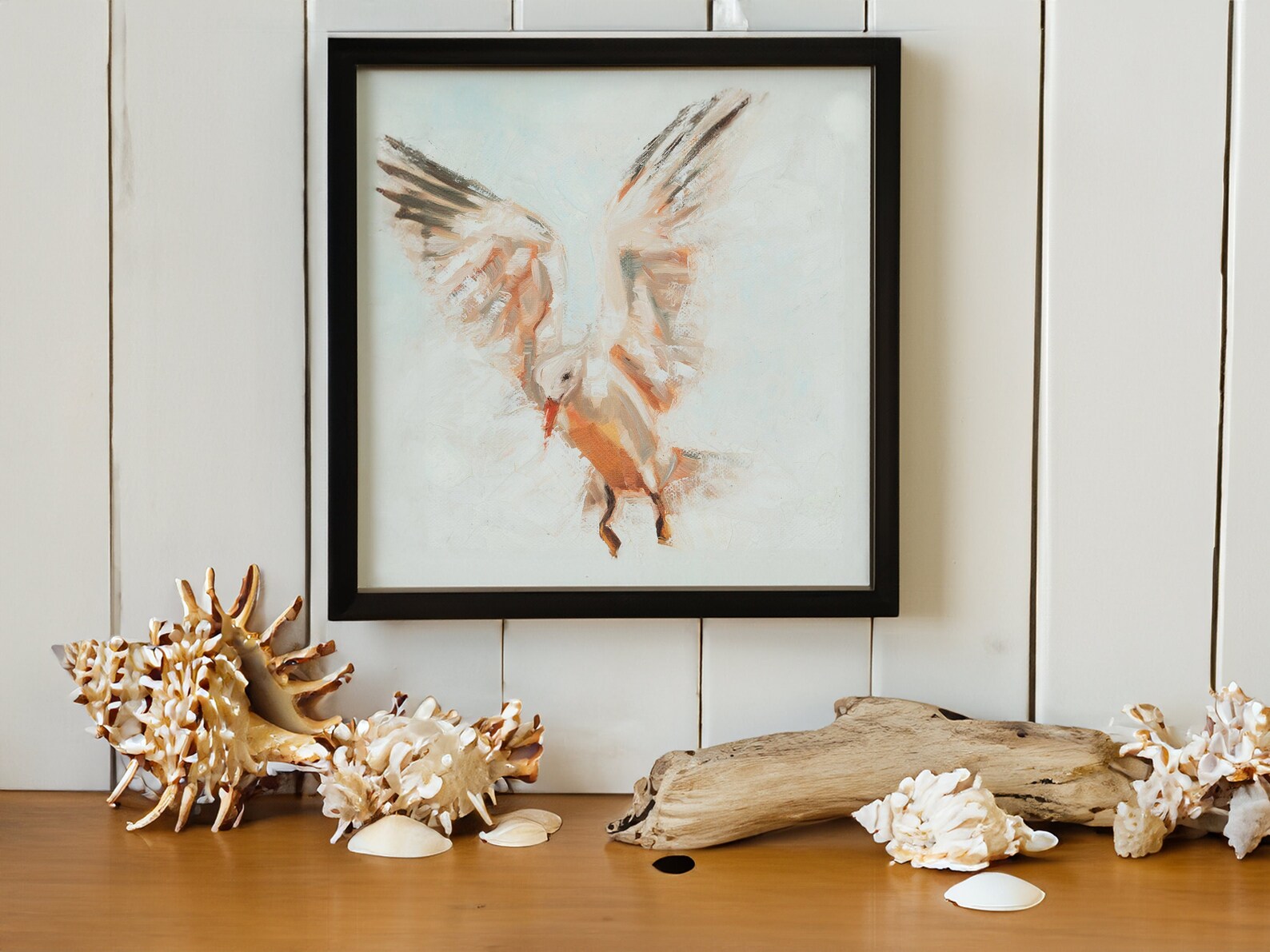 Art Print | Flying Seagull | Oil Painting Giclée Print Poster | Sea ...