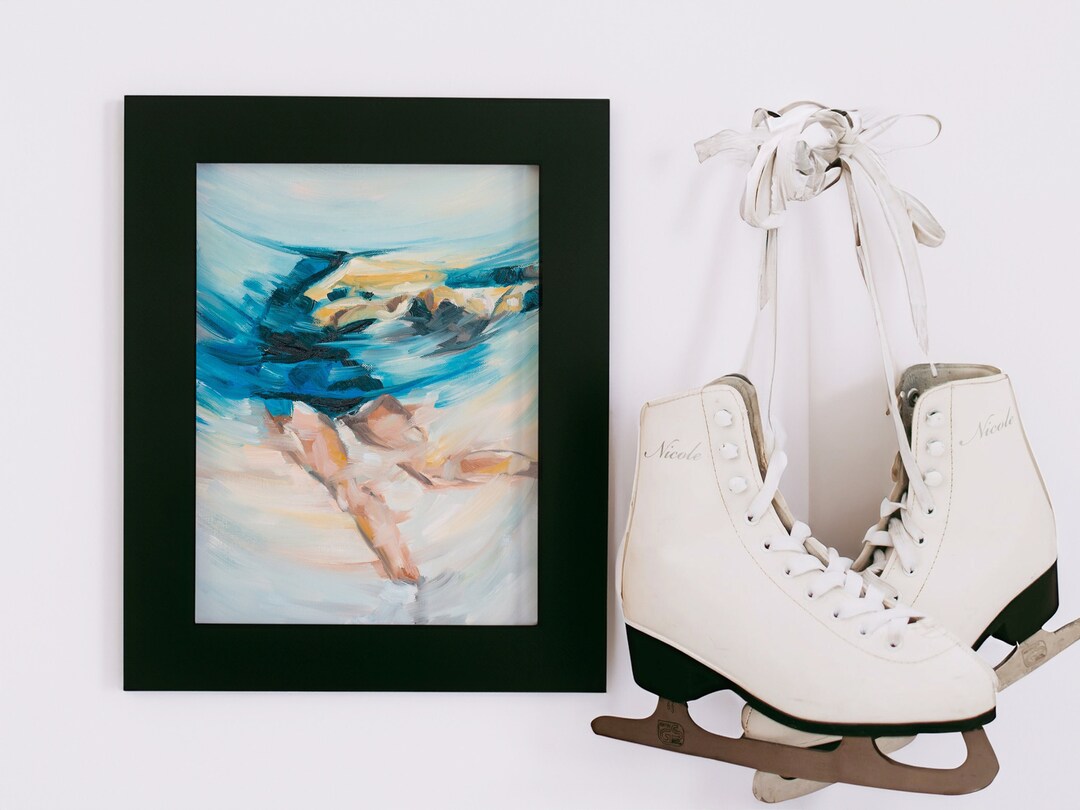 Art Print | Sapphire Blue Layback Spin Illustration | Fine Art Figure ...