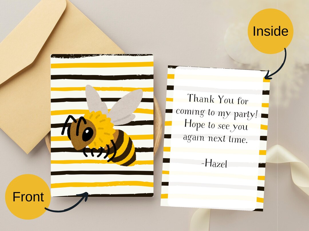 Bumble Bee Digital Birthday Thank You Card | Honey Bee Card | Card ...