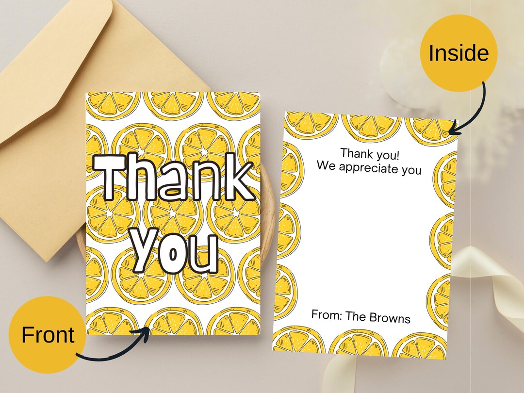 Lemon Lime Digital Birthday Thank You Card | Citrus Thank You Card ...