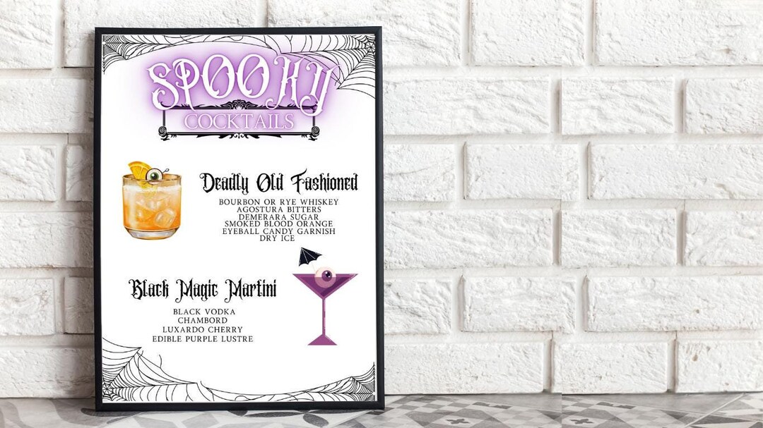 SPOOKY COCKTAILS Menu Sign | Wedding Halloween Party Drinks Ideas ...