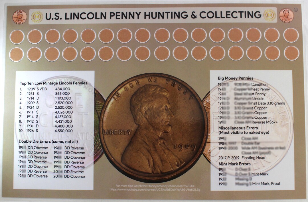 U.S. Lincoln Penny Hunting & Collecting Coin Roll Sorting Mat - Etsy