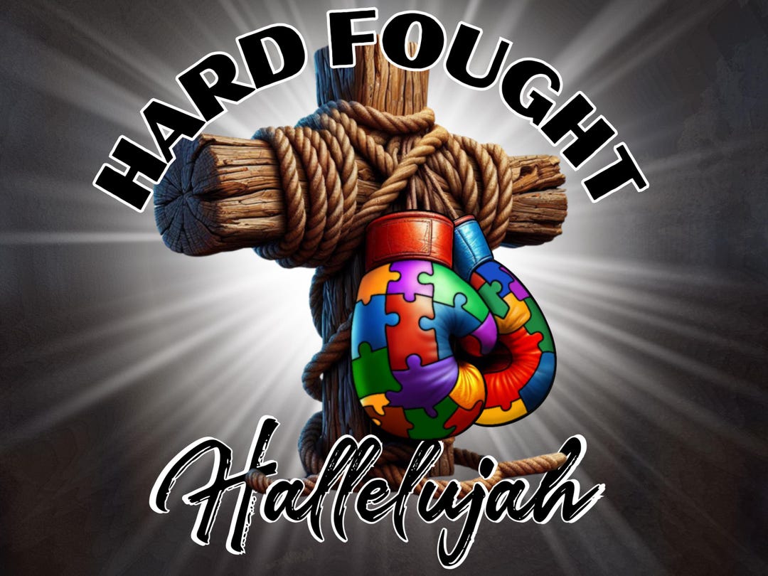 Hard Fought Hallelujah Autism | Christian Boxing Gloves Sublimation ...