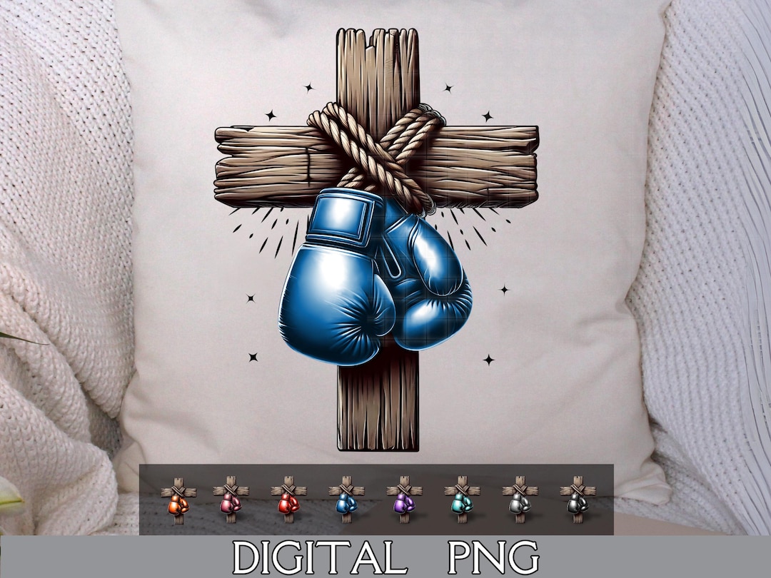 Christian Fighter Clipart: Wooden Cross Boxing Gloves PNG (digital ...