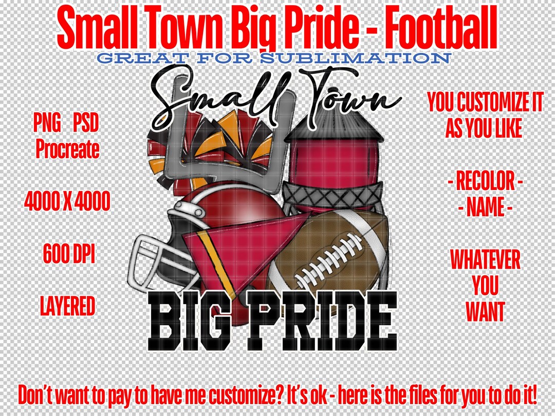 Team Spirit Football PNG: Small Town Pride Sublimation Design (digital ...