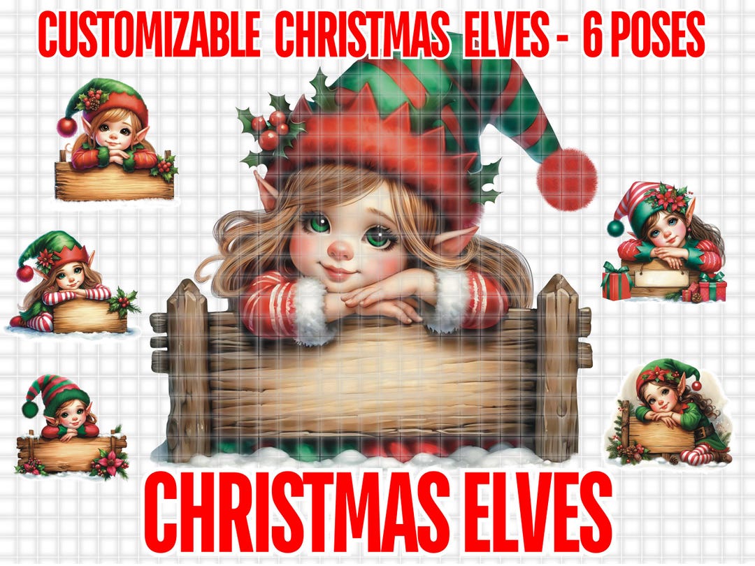 Christmas Elves Customize Personalize Monogram PNG for Winter Elf Gifts ...