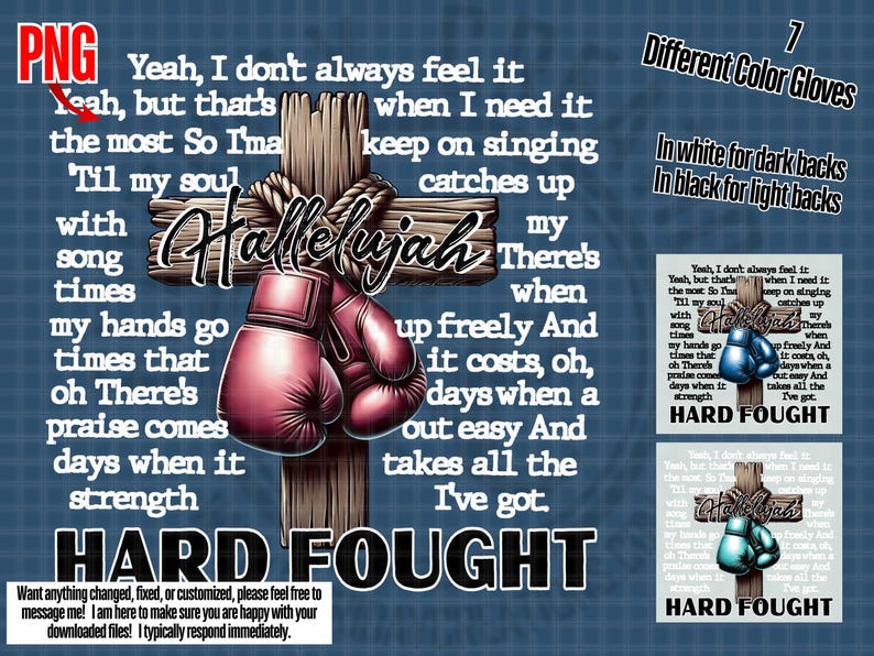 Christian Boxing Gloves Cross PNG: Hard Fought Hallelujah (digital ...