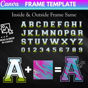 Varsity Canva Frame Package: College Font Letters (digital File) - Etsy