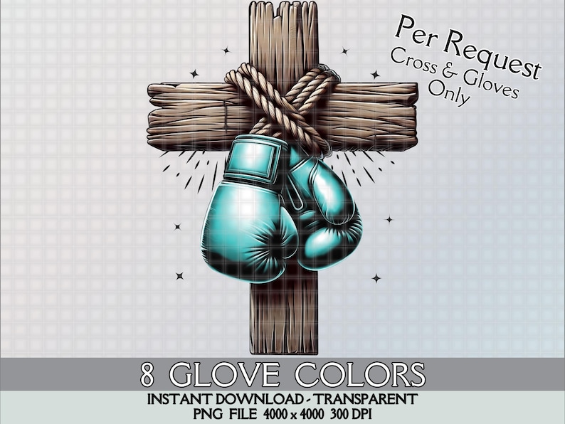 Christian Fighter Clipart: Wooden Cross Boxing Gloves PNG (digital ...