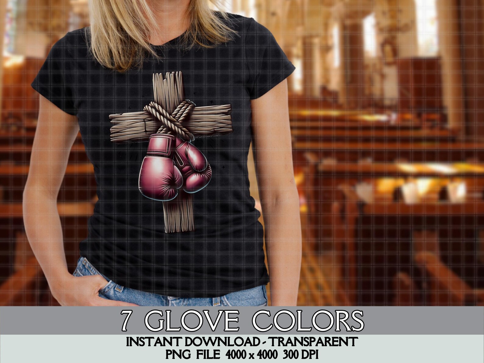 Christian Fighter Clipart: Wooden Cross Boxing Gloves PNG (digital ...