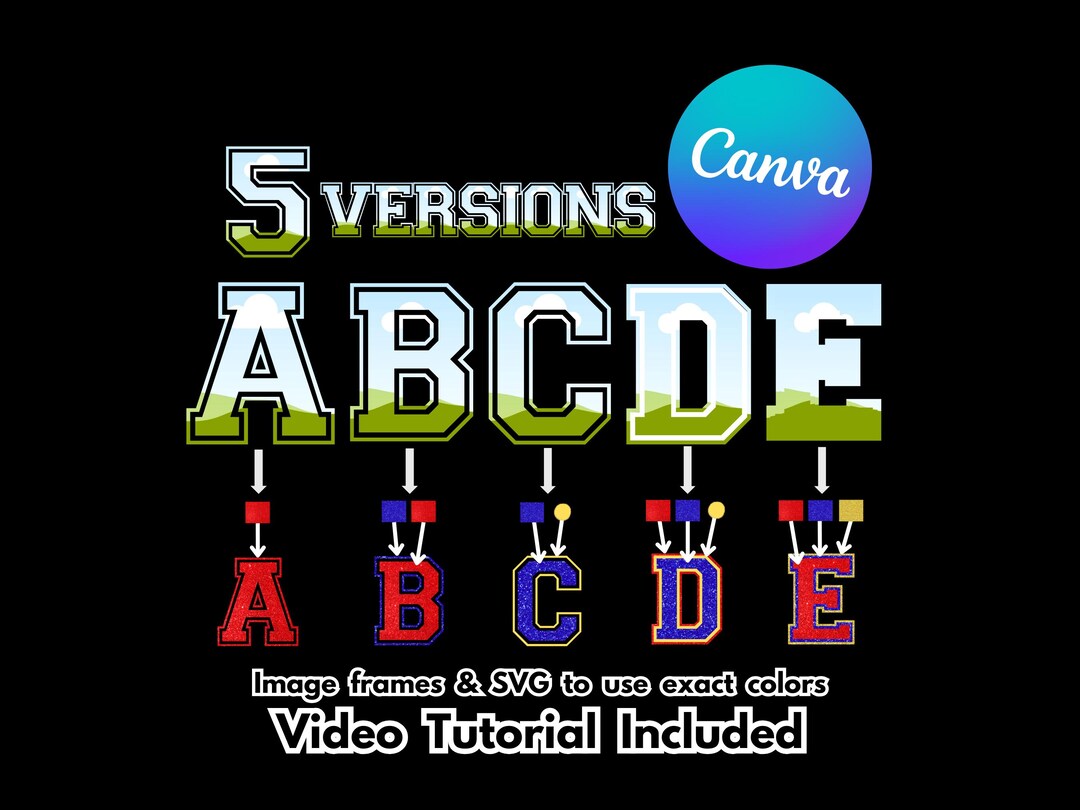 Varsity Canva Frame Package: College Font Letters (digital File) - Etsy