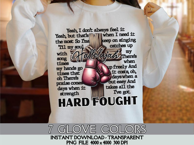 Christian Boxing Gloves Cross PNG: Hard Fought Hallelujah (digital ...