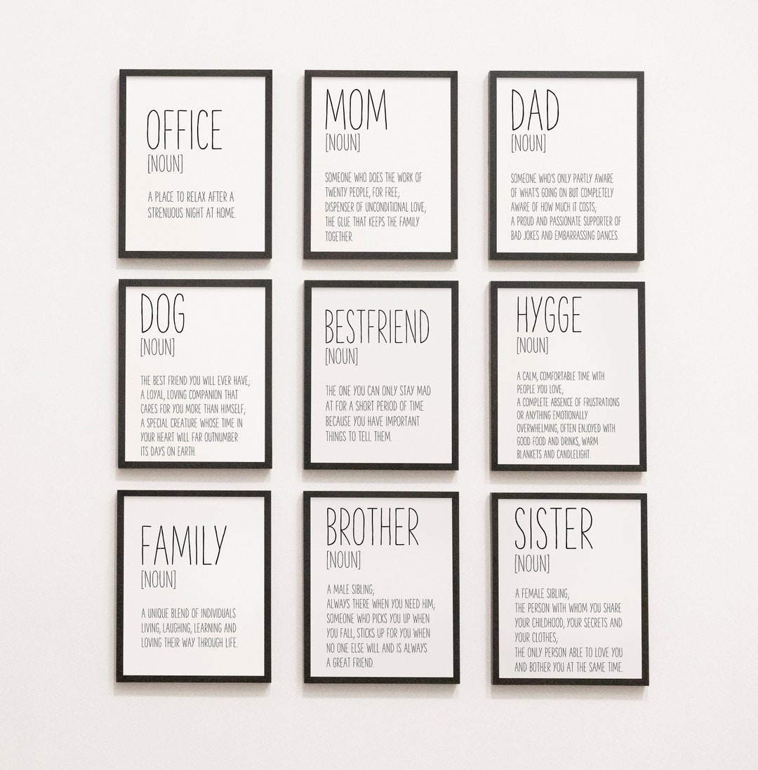 Printable Definition Set, Digital Print, Definition Wall Art, Mom Gifts ...
