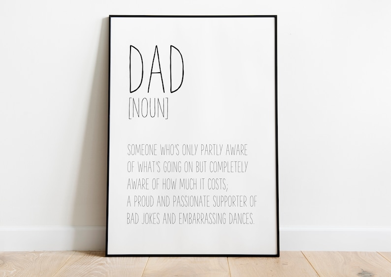 Dad Definition, Funny Dad Sign, Funny Definition Print, Dad Print, Dad ...