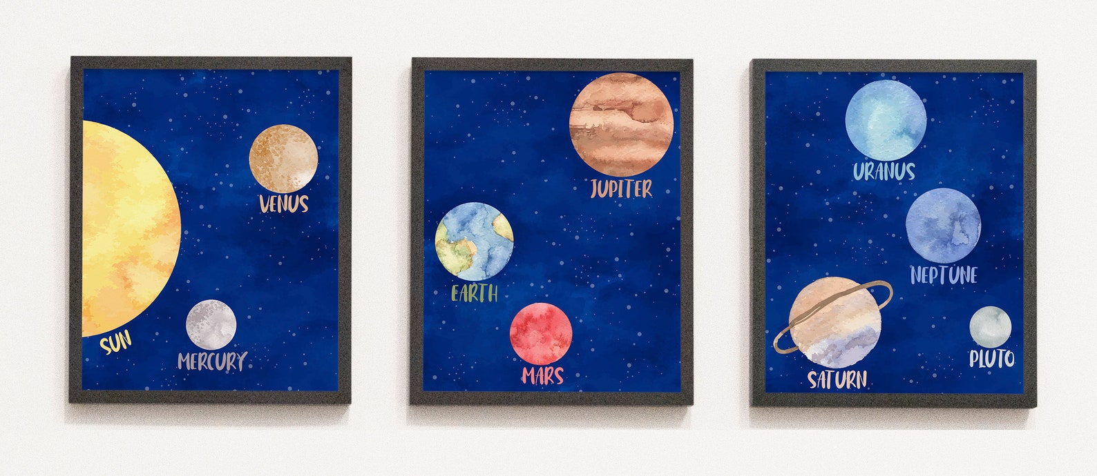 Planets Nursery Print, Kids Solar System Wall Art Decor, Space Poster ...