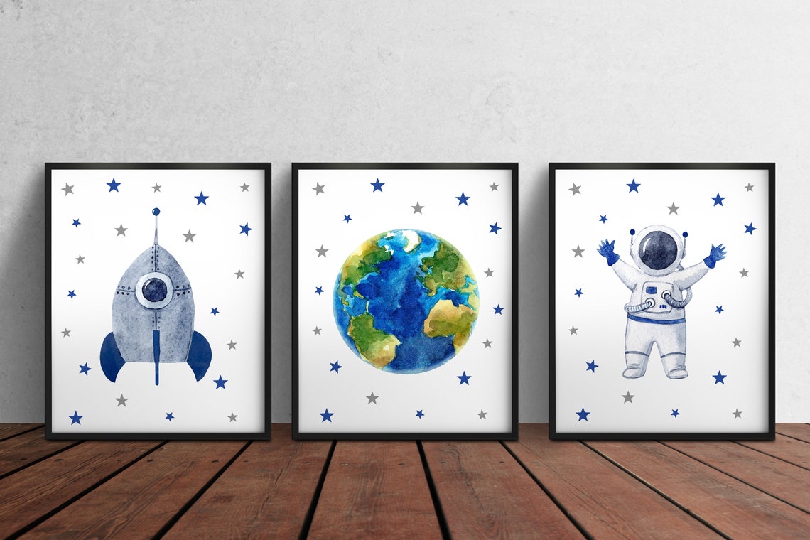 Space Kids Wall Art Decor Digital Download Set of 3 Prints - Etsy