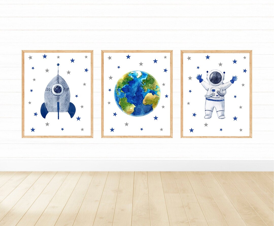 Space Kids Wall Art Decor, Digital Download, Set of 3 Prints, Space ...