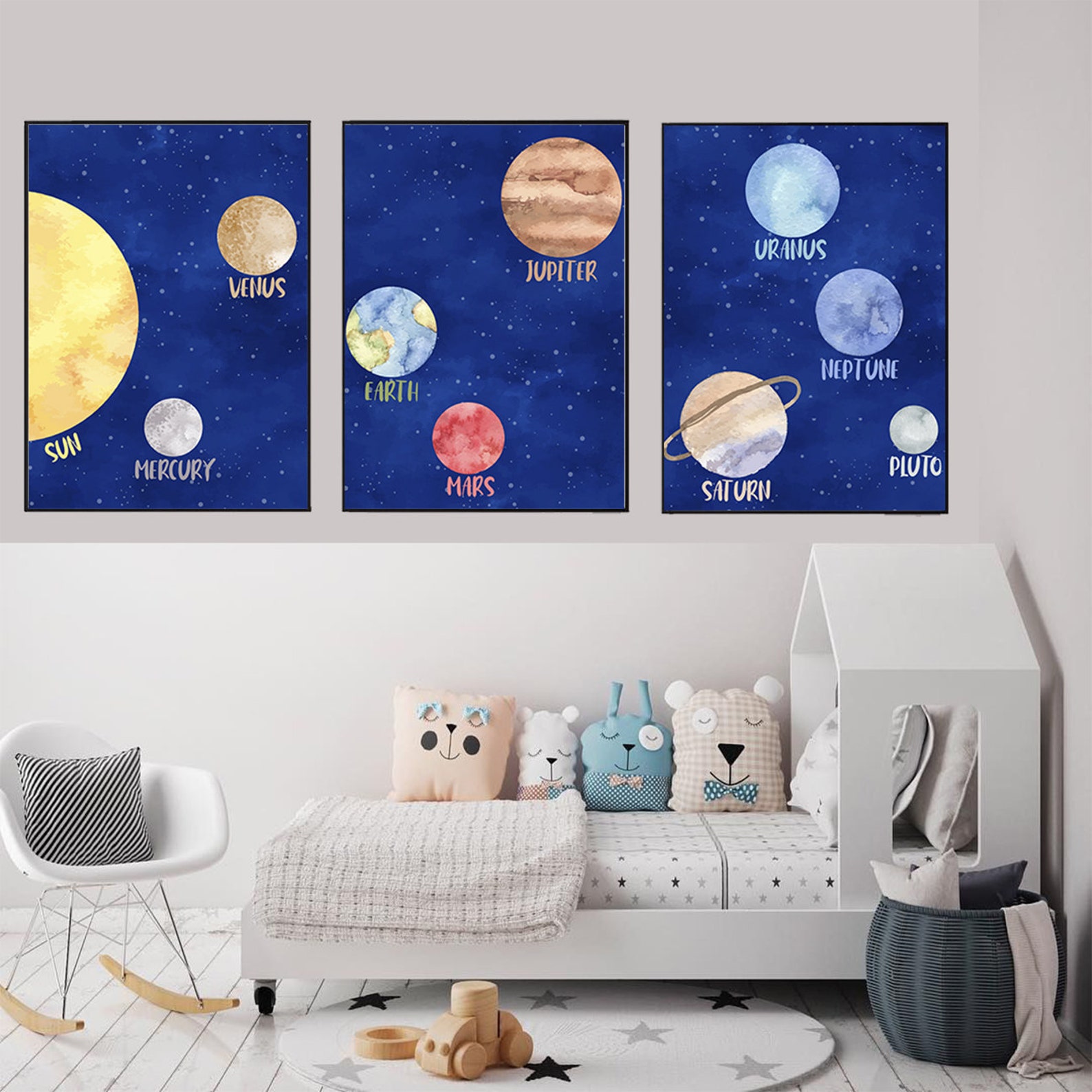Planets Nursery Print, Kids Solar System Wall Art Decor, Space Poster ...