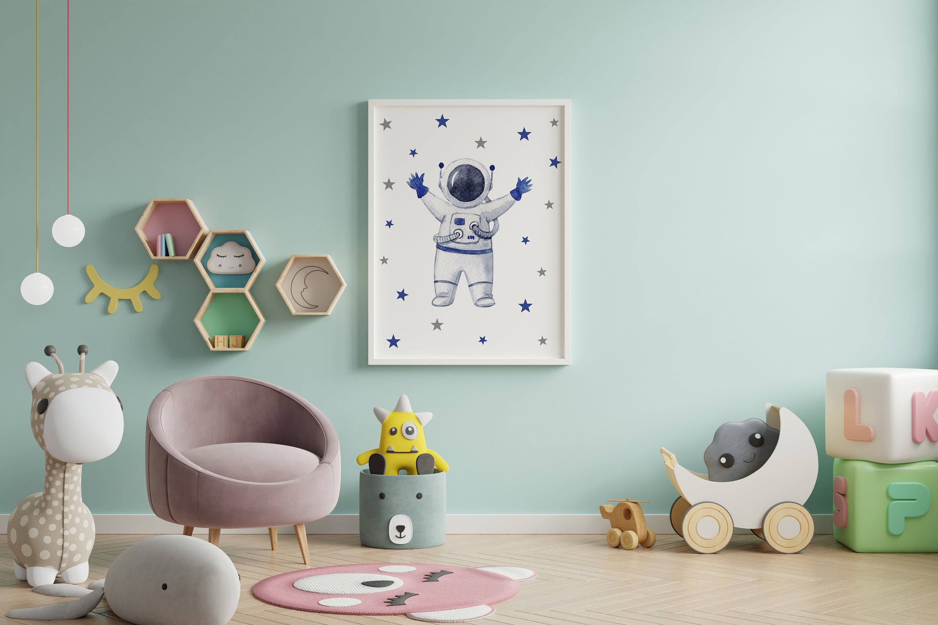 Space Kids Wall Art Decor Digital download Set of 3 prints | Etsy