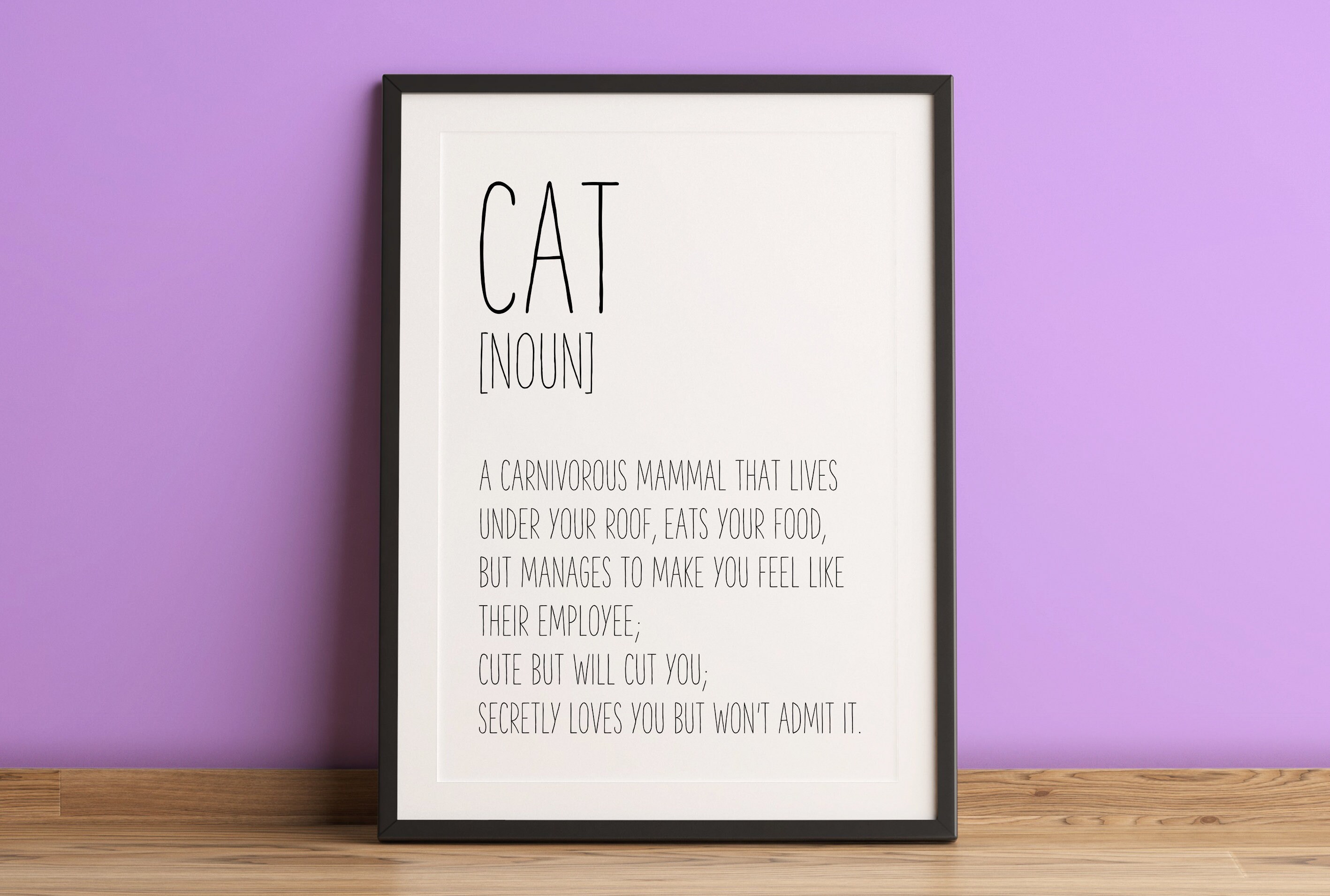 Cat Lover Quote, Cat Definition, Cat Definition Art Print, Cat Quote ...