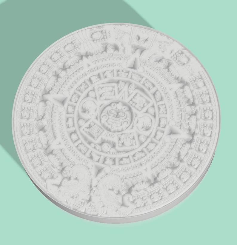 3D Printed Aztec Calendar Disc - SLA Resin Model - Etsy