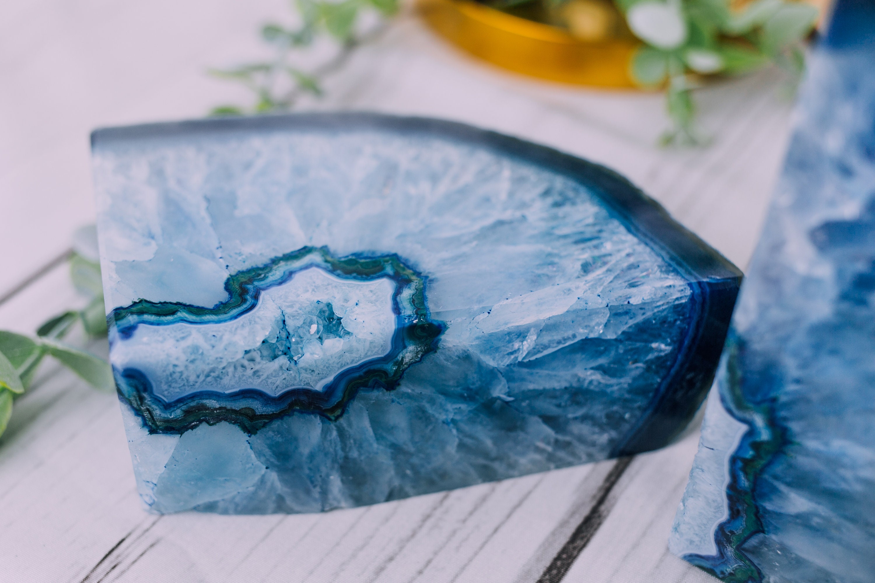 6 to 9 Lb Agate Book Ends, Blue Agate Bookend Pair - Geode Bookend ...