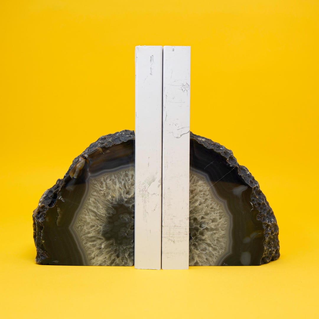 As Seen 4 Lbs Black Agate Book Ends, Agate Bookend Pair Geode Bookend ...